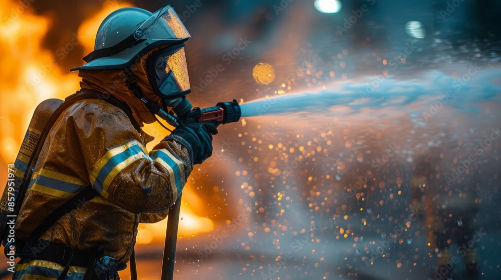 Fireman,Firefighter training Firefighters using water and fire ...