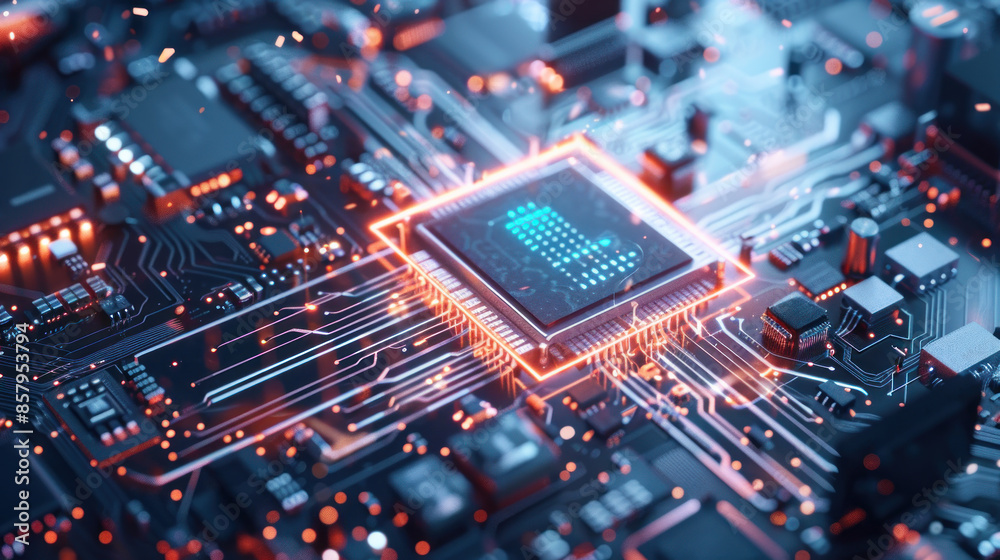Circuit board. Technology background. Microchip engineering ...