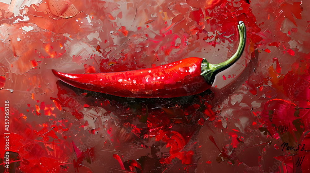 Red Hot Peppers Close Up Horizontal Top View Red Background Red Hot
