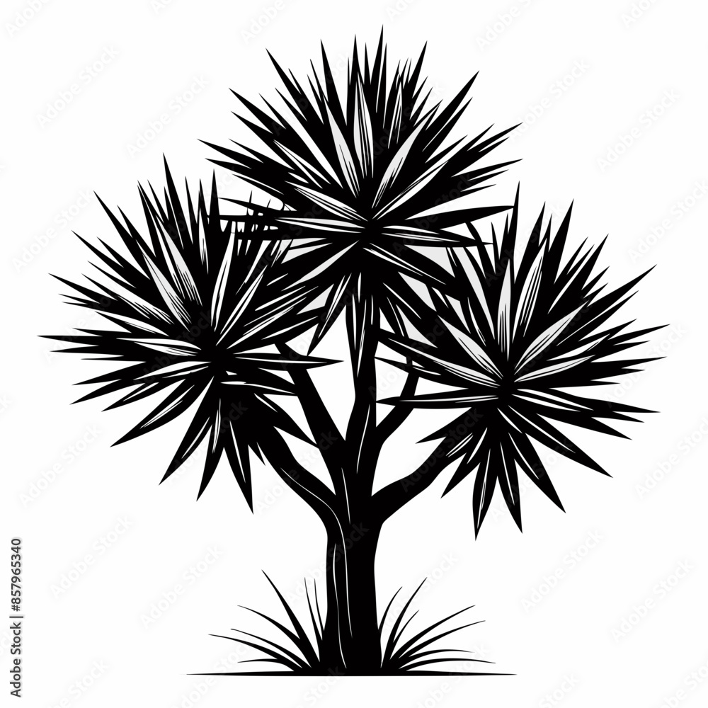 Yucca rostrata desert tree vector illustration on white background ...