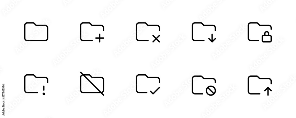 Document folder icons. Office folder icon set. computer folder symbols ...