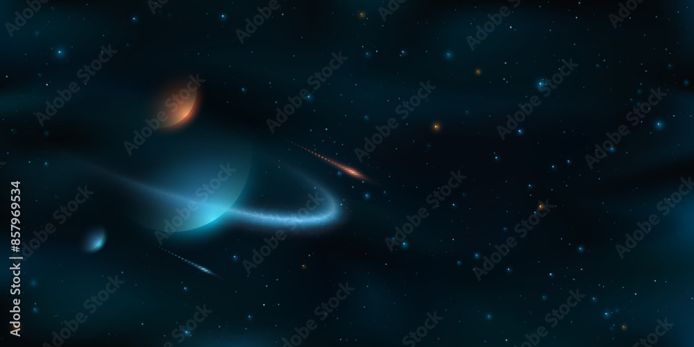 Space background with colorful planets against the backdrop of shining ...