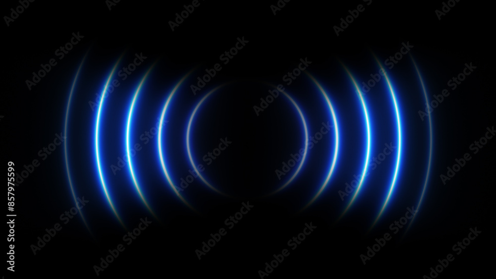 Futuristic neon background of blue glowing sound waves. Audio waveform ...