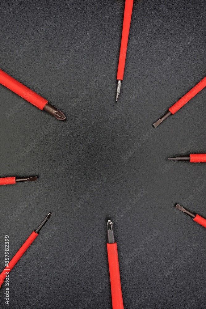 Tools for the installation of electrical panels. Close-up. Soft focus ...