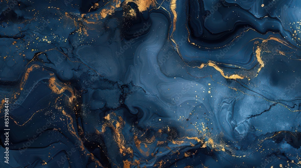 abstract dark blue marble texture with gold splashes luxury background ...