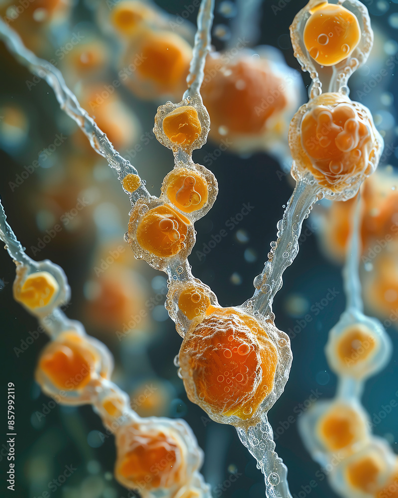 Microscopic view of biofilm structure with bacteria. Detailed close-up ...