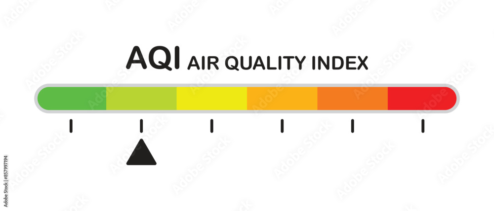 Color scale AQI air quality index, linear sensor scale, air purity ...