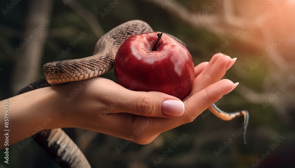Bible Story: Genesis: First Sin: Woman Takes The Apple From The Snake ...