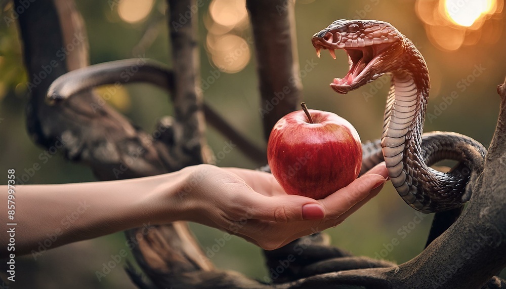 Bible Story: Genesis: First Sin: Woman Takes The Apple From The Snake ...