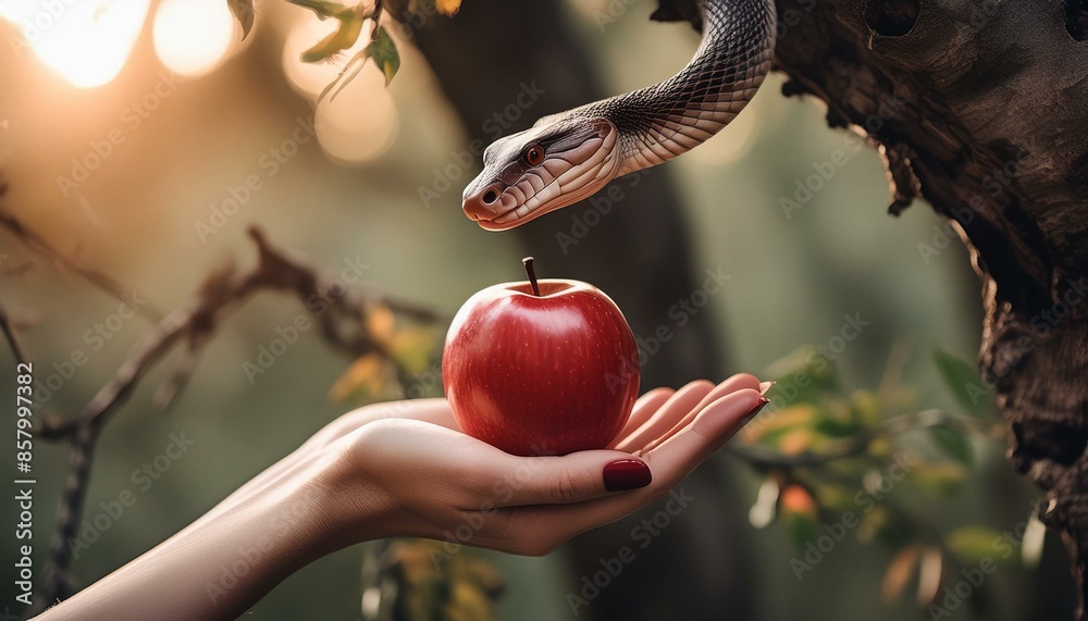 Bible Story: Genesis: First Sin: Woman Takes The Apple From The Snake ...