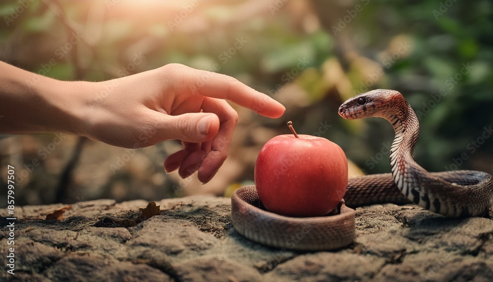 Bible Story: Genesis: First Sin: Woman Takes The Apple From The Snake ...