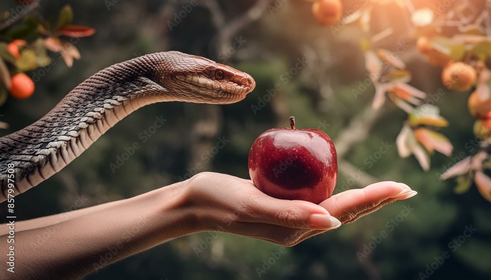Bible Story: Genesis: First Sin: Woman Takes The Apple From The Snake ...
