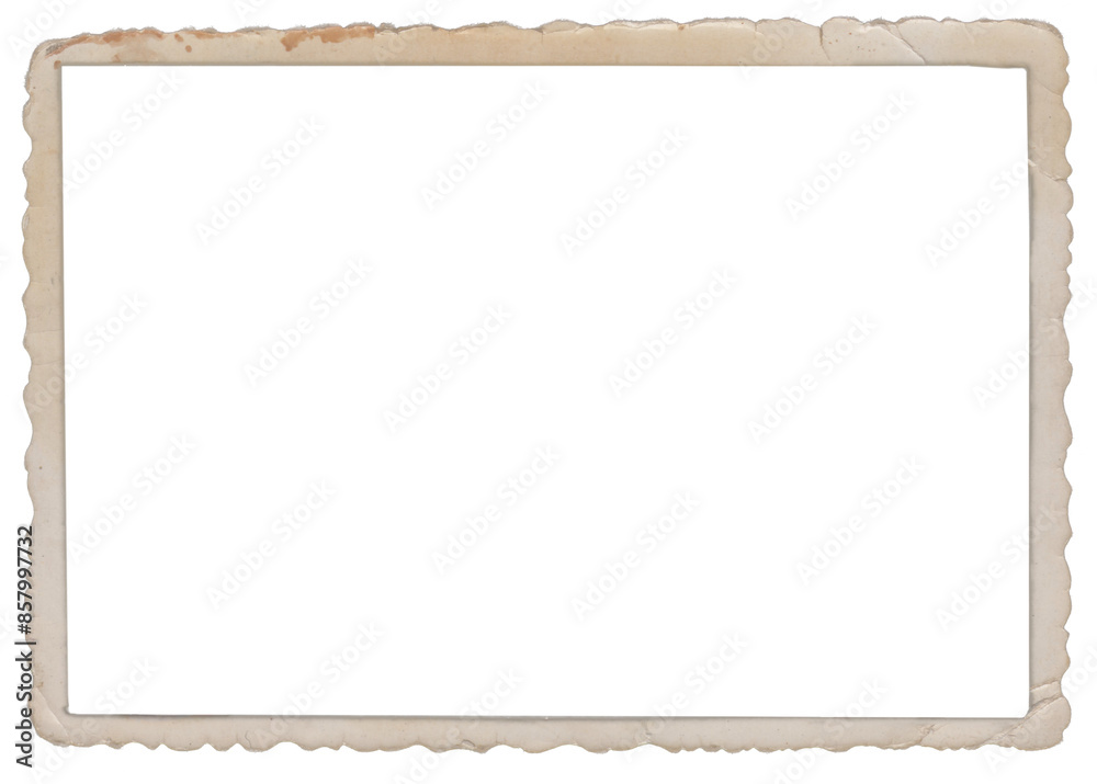 Vintage photo paper frame isolated on transparent background. Scanned ...