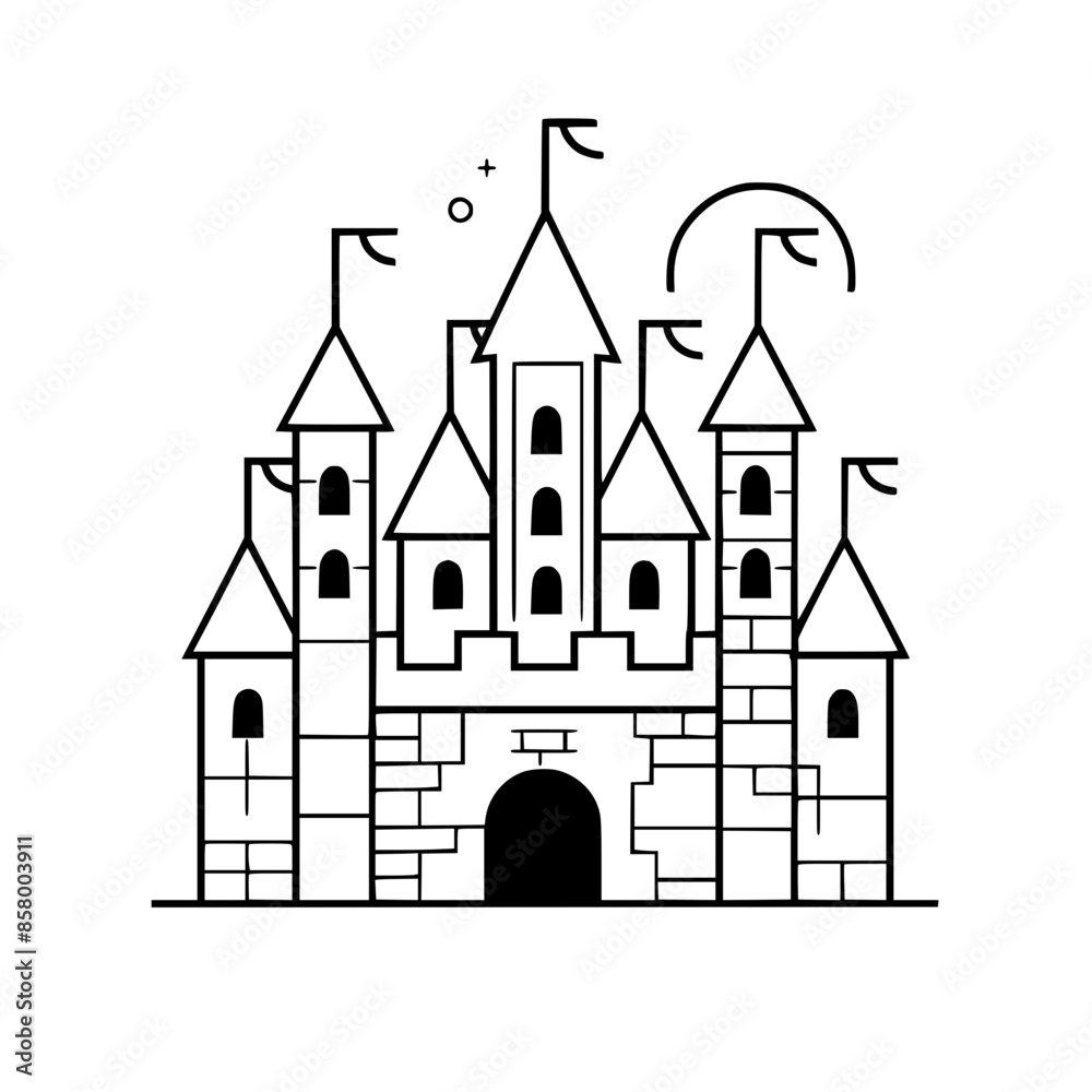 Princess palace, castle icon, castle, Castle png, Line Art Castle ...