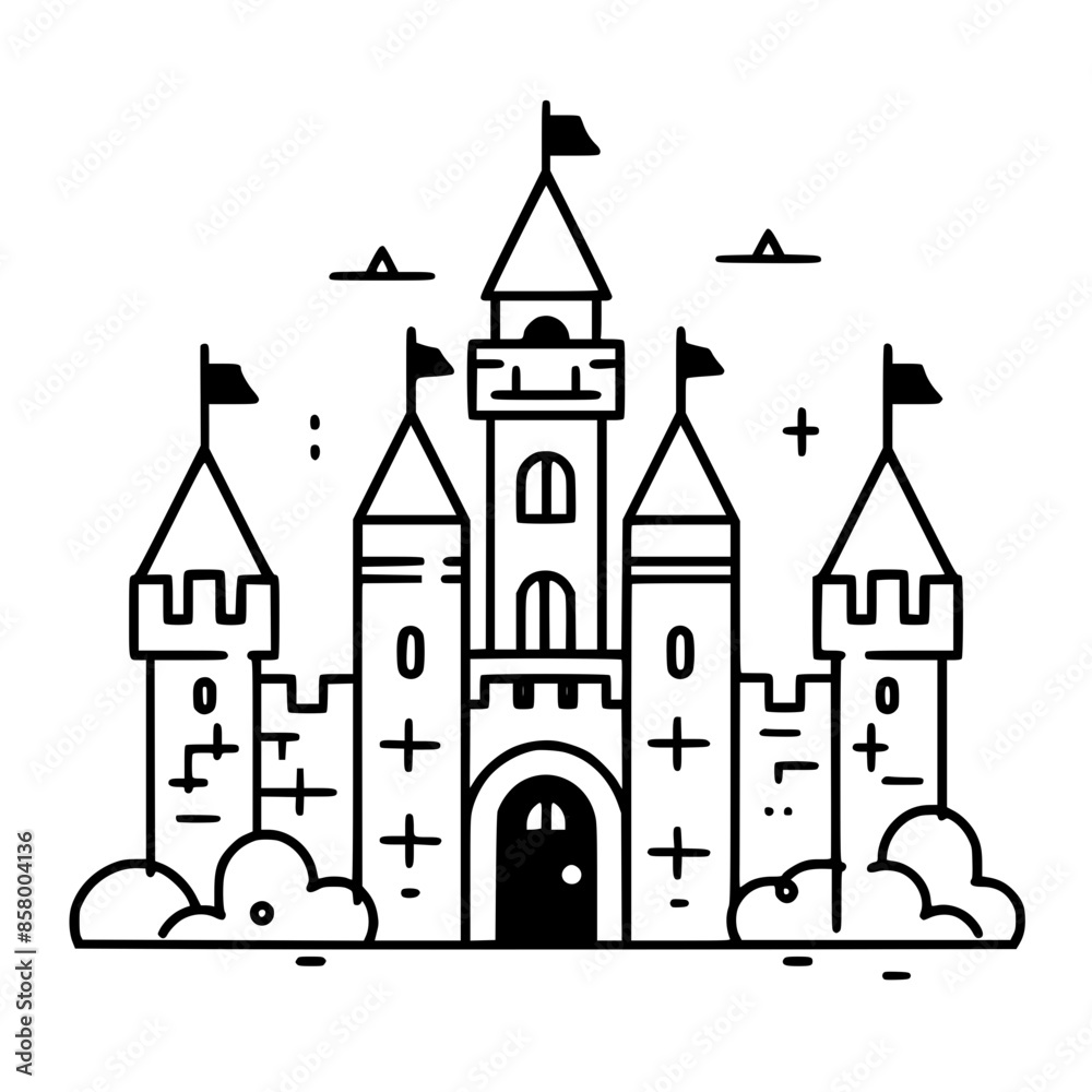 Princess palace, castle icon, castle, Castle png, Line Art Castle ...