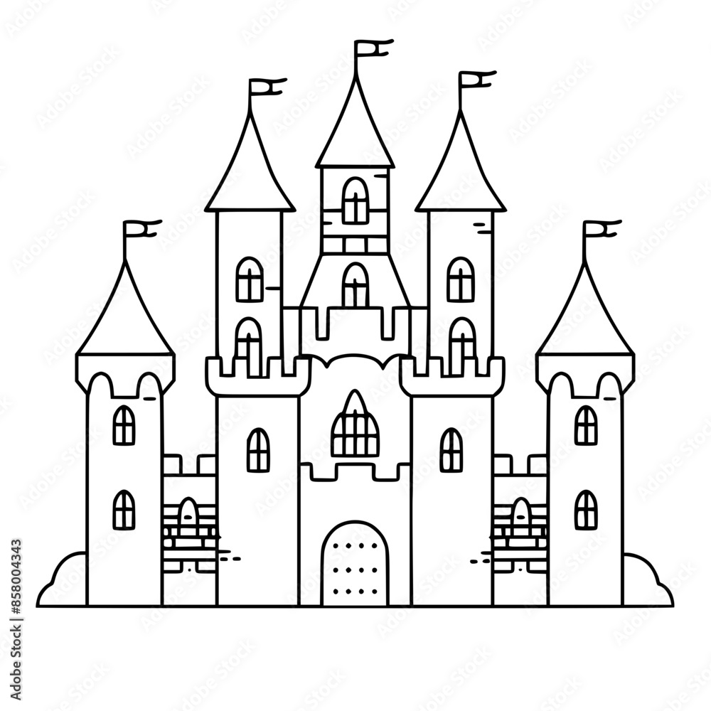 Princess palace, castle icon, castle, Castle png, Line Art Castle ...