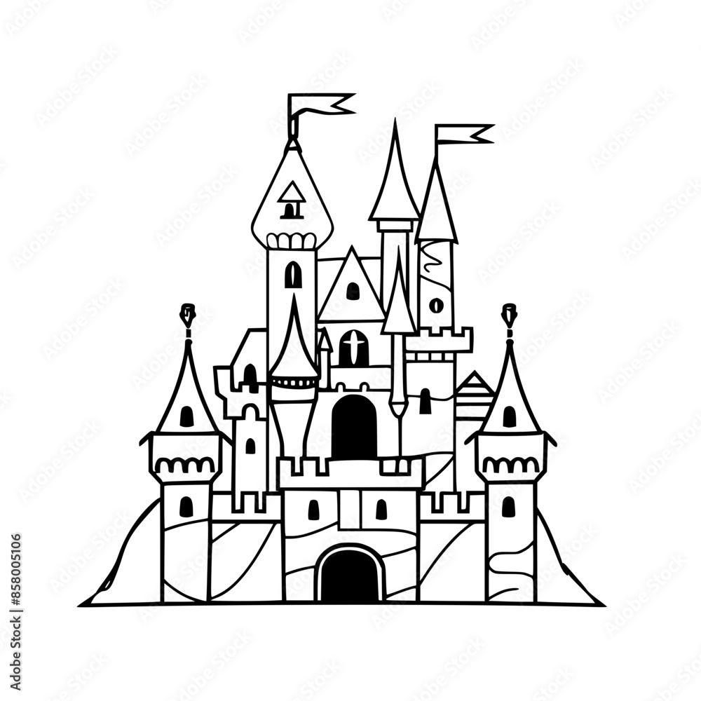 Princess palace, castle icon, castle, Castle png, Line Art Castle ...