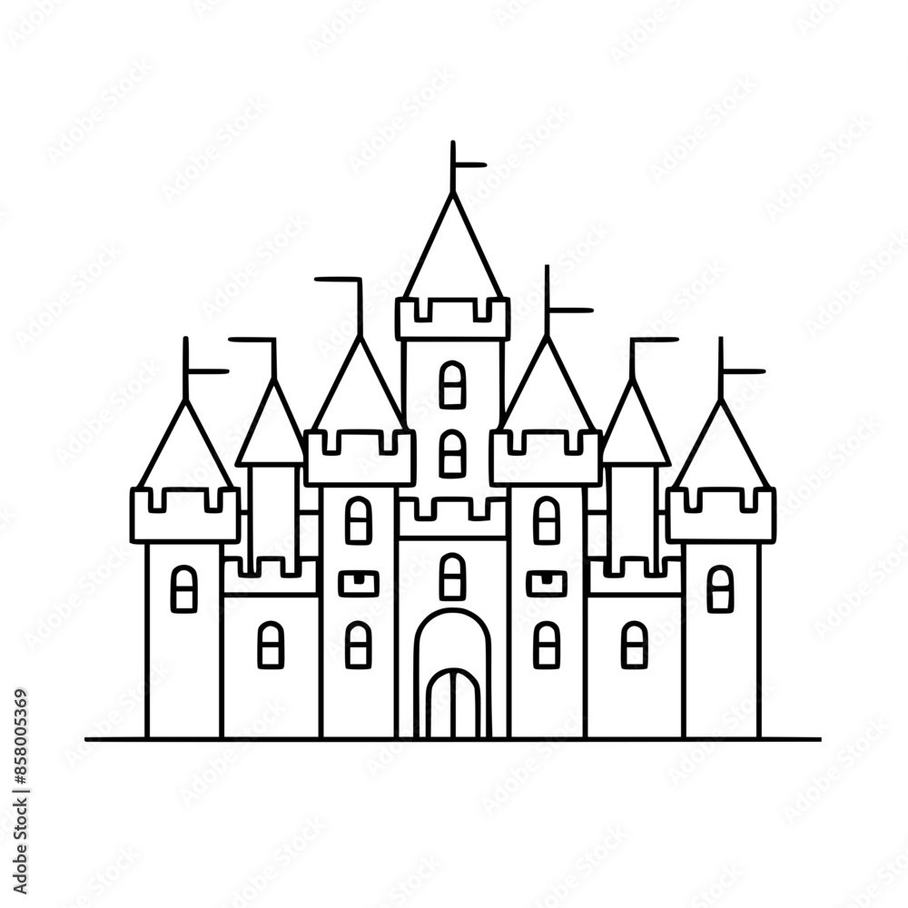 Princess palace, castle icon, castle, Castle png, Line Art Castle ...