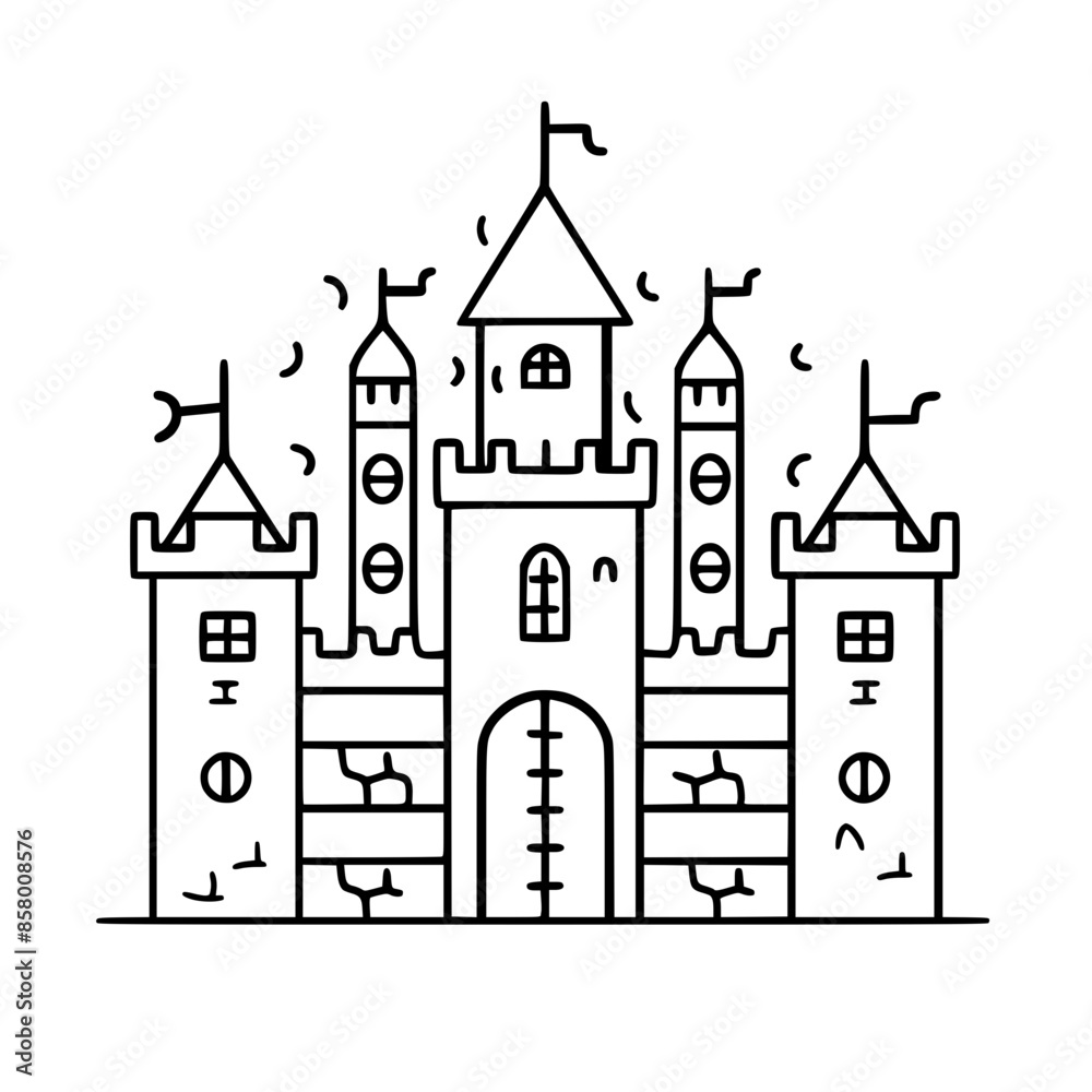 Princess palace, castle icon, castle, Castle png, Line Art Castle ...
