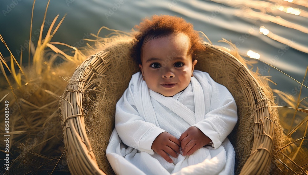 Bible Story, Exodus: Moses Found in the Basket in te River Nile of the ...