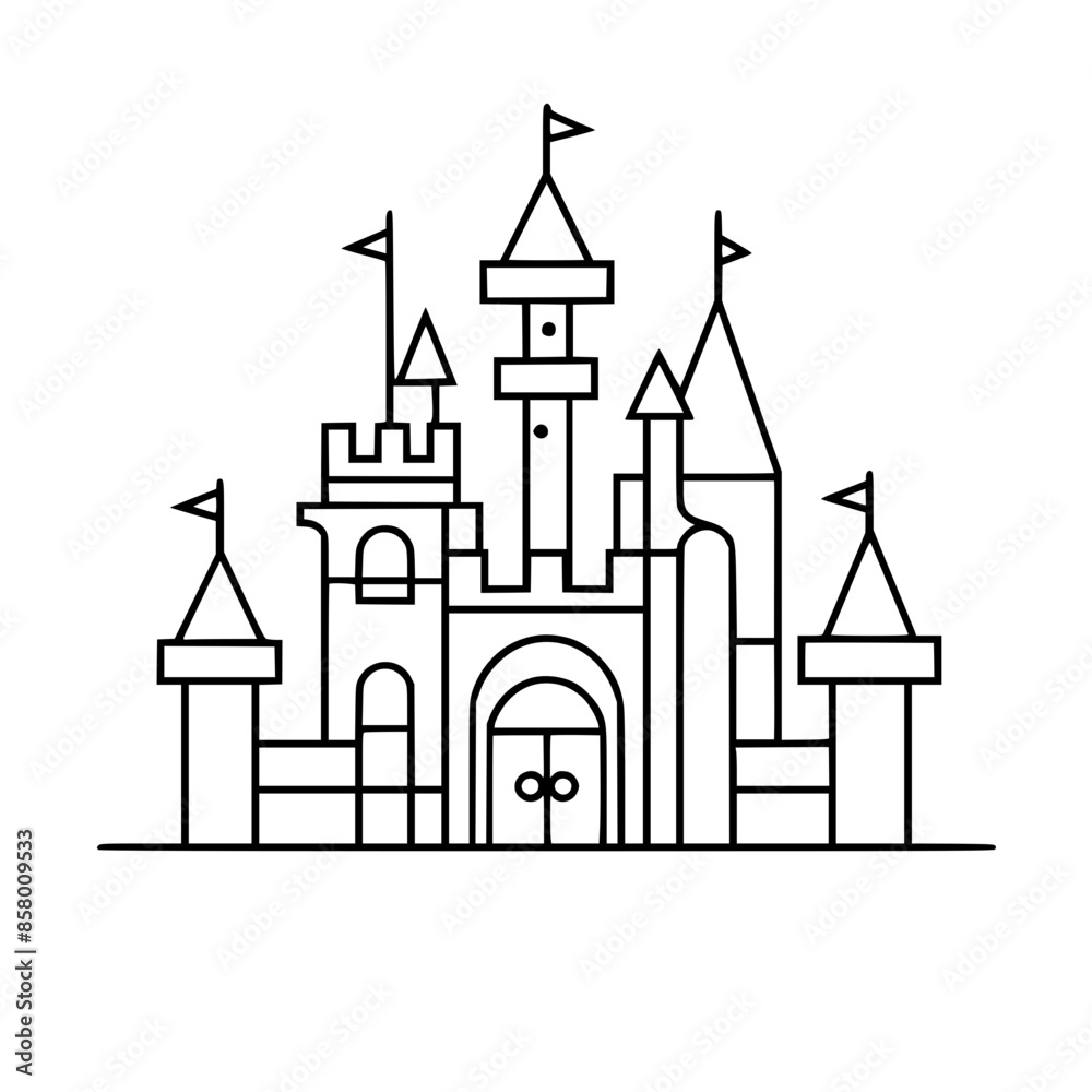 Princess palace, castle icon, castle, Castle png, Line Art Castle ...