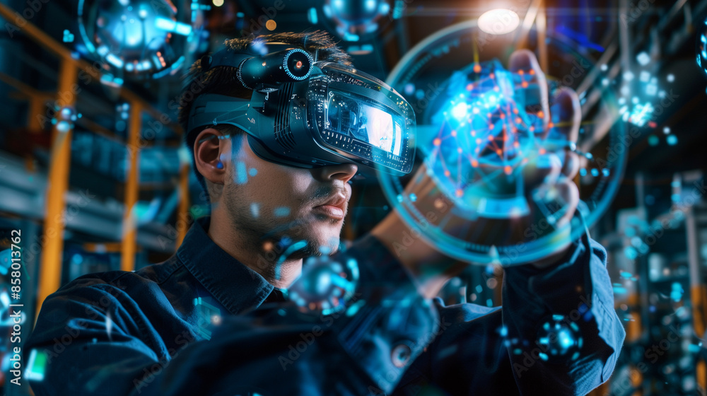 Engineers using AR glasses for on-site troubleshooting, AR glasses ...