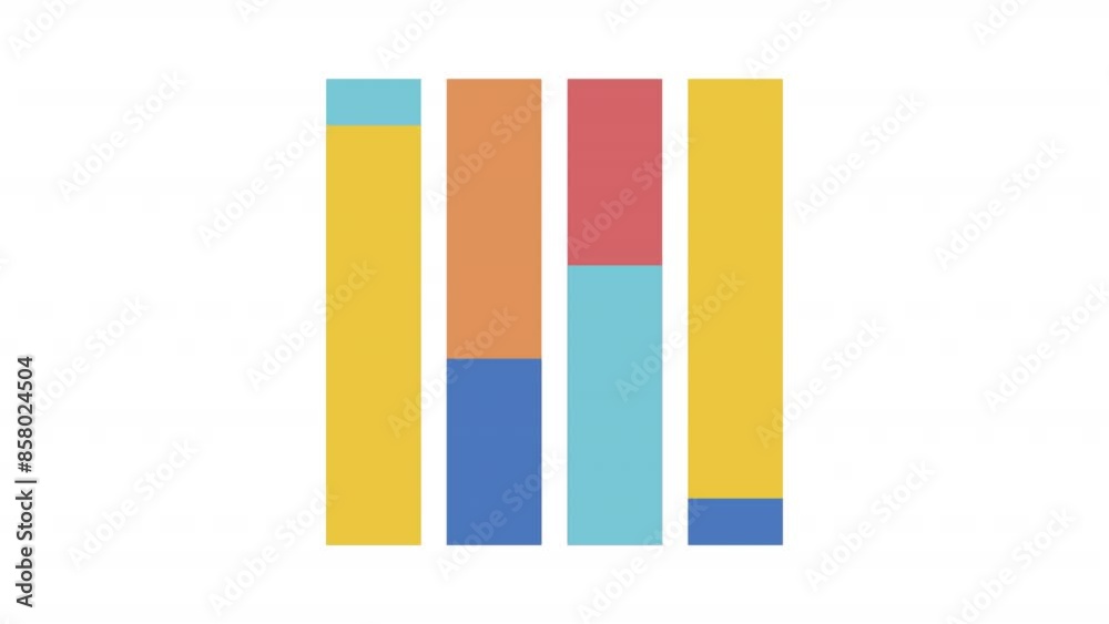 Animated multicolor bar chart. Symmetrical column diagram animation ...