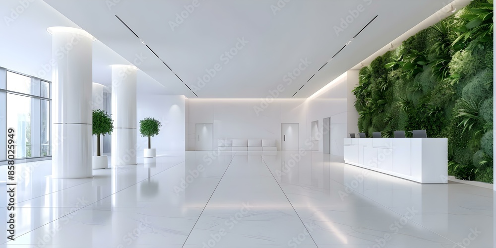 Contemporary Lobby with Interactive Displays, LED Lighting, Live Green ...