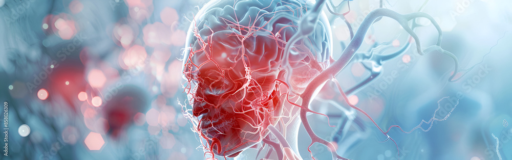 Closeup of a cyborg brain chip showing nerve cells and neural processes ...