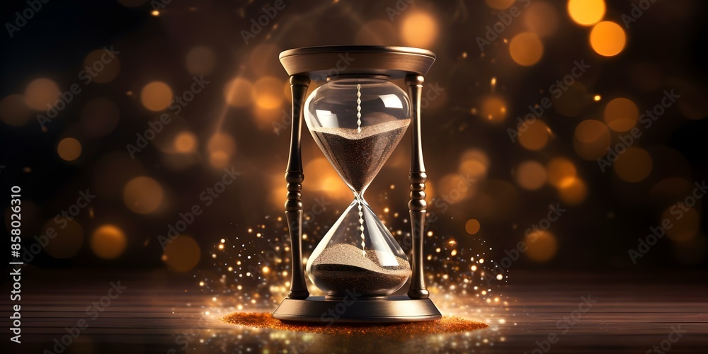 Symbolic Hourglass with Sand Falling Representing Passage of Time on ...
