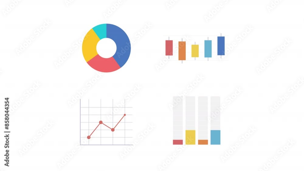 Animated data organization charts. Statistical diagrams animation ...