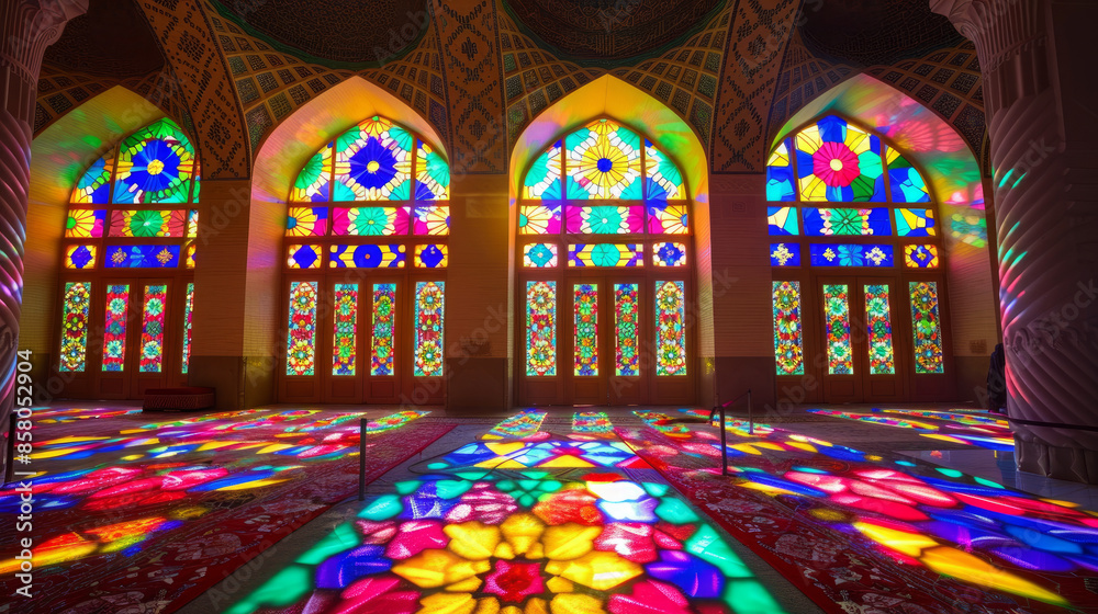 Adorned with intricate stained glass, the Sheikh Zayed Grand Mosque in ...