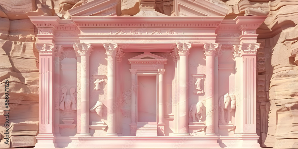 Amazing 3d model of the petra treasury building featuring a white ...