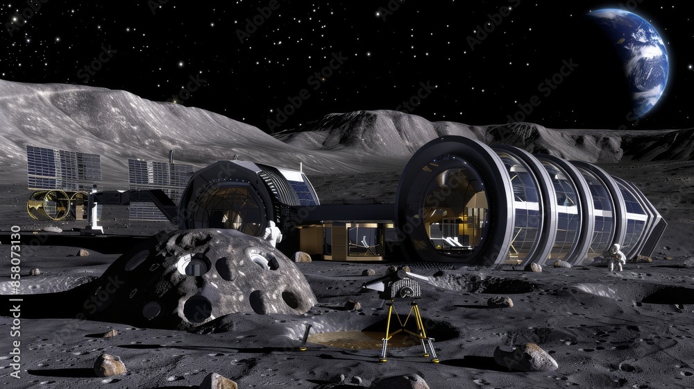 futuristic lunar habitat module designed for long-term human habitation ...