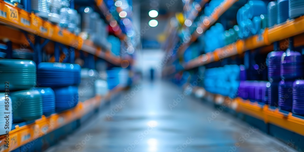 A wide shot of a commercial auto parts store with stocked shelves ...