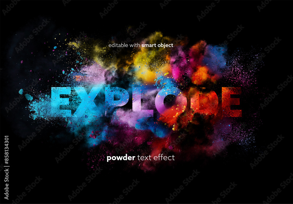 Powder Explosion Text Effect with Ai Elements Stock Template | Adobe Stock