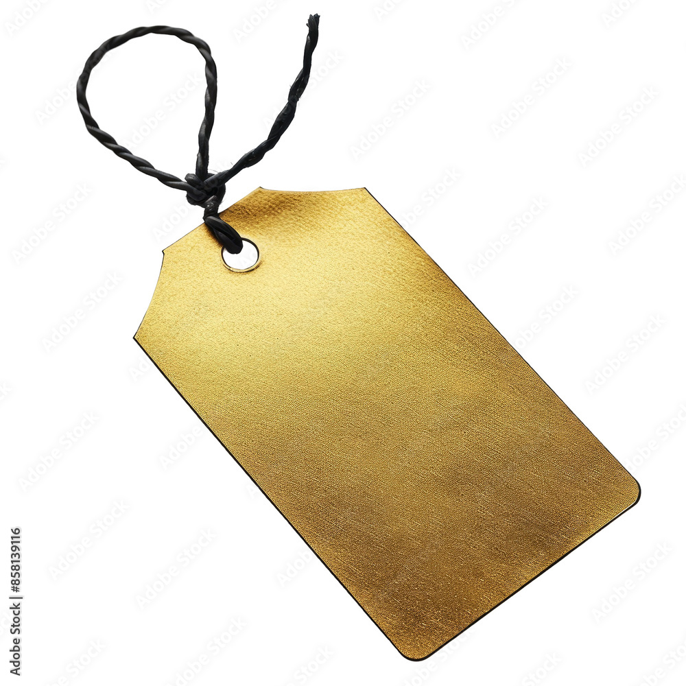Gold Hang Tag with Black Trimming | Isolated on Transparent & White ...
