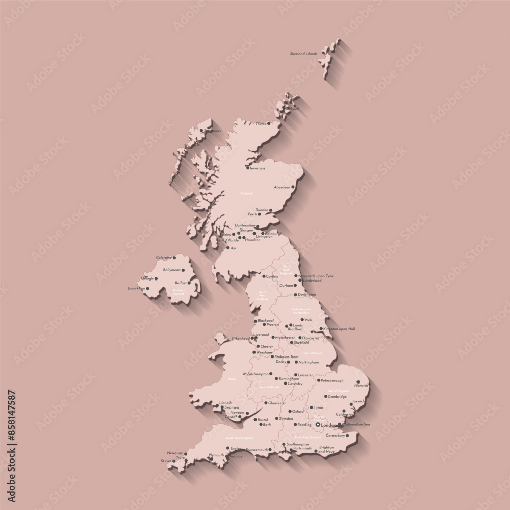 Vector modern isolated illustration. Simplified administrative map of ...
