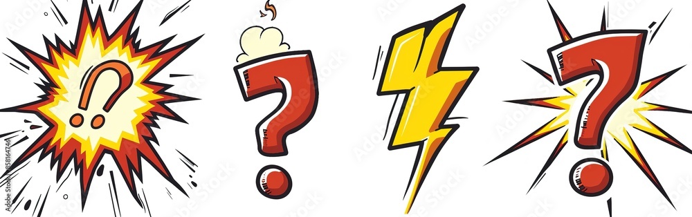 Comic style punctuation icons - exclamation mark, question mark ...