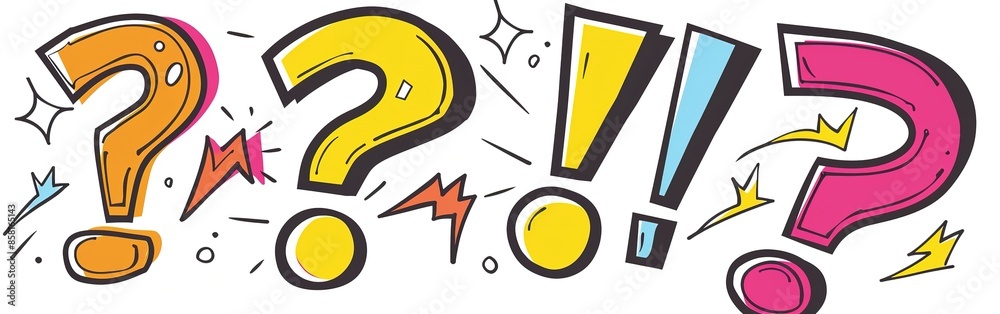 Comic style punctuation icons - exclamation mark, question mark ...