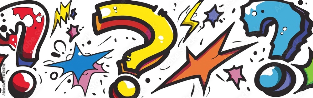 Comic style punctuation icons - exclamation mark, question mark ...