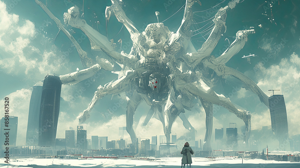 Soviet-Style Aesthetic Design Featuring Grand Landmarks and Statues in ...