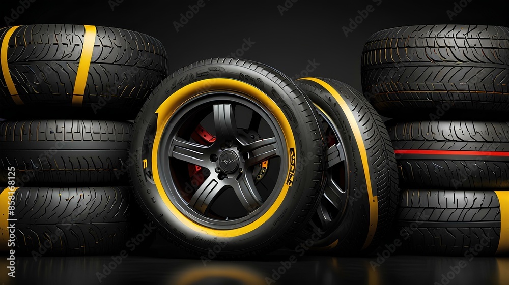 set collection black wheel red yellow white line compounds type soft ...