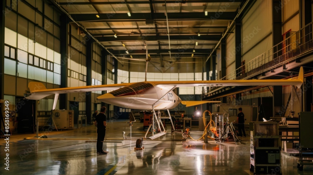 group of engineers testing a prototype of a supersonic passenger ...