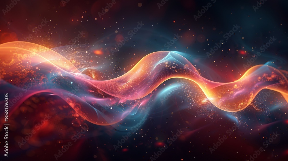 Vivid abstract illustration of quantum electrons within a scientific technology context ...