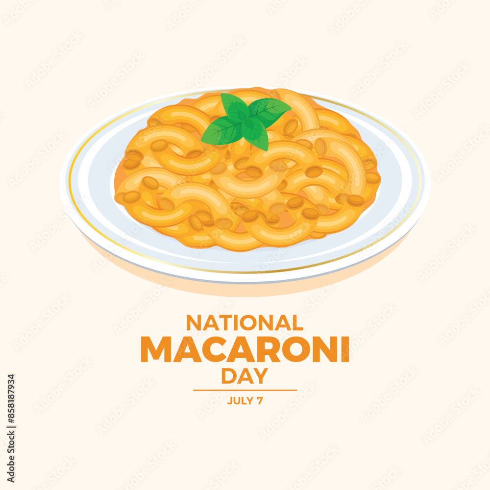 National Macaroni Day poster vector illustration. Macaroni pasta on a ...