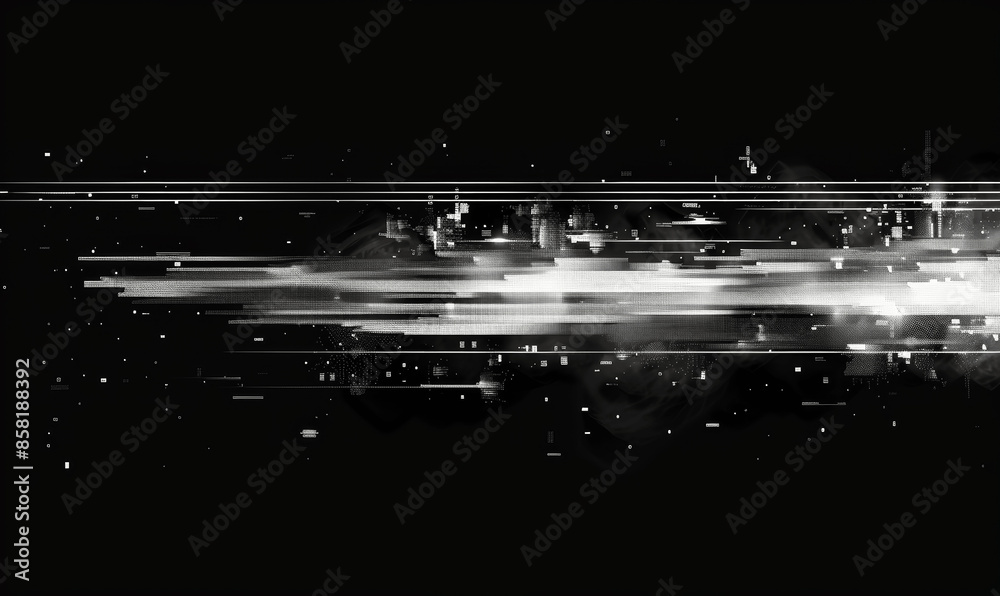 Minimalistic Glitch Effect Overlay Pixel Art White Grey Lines Black ...