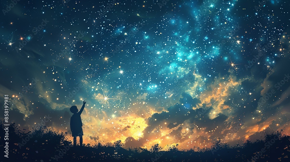 An inspiring, motivational illustration of a person reaching for the ...