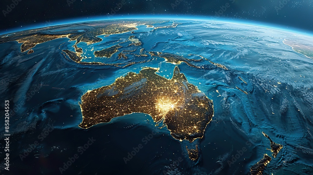 3D model High-res map of Australia and Earth, with topography and ...
