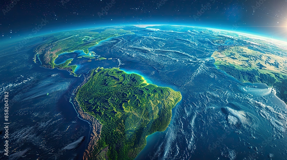 3D model map showcasing the Amazon rainforest's geography and ...